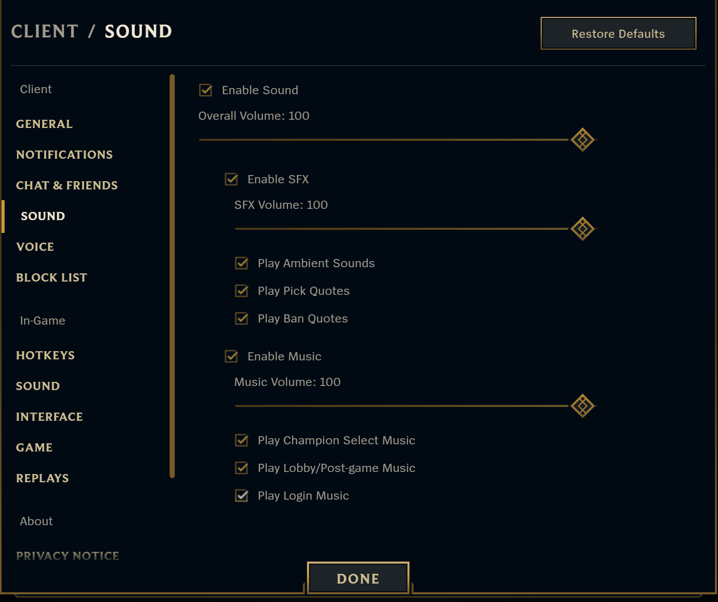 Game Settings – Innit Audio